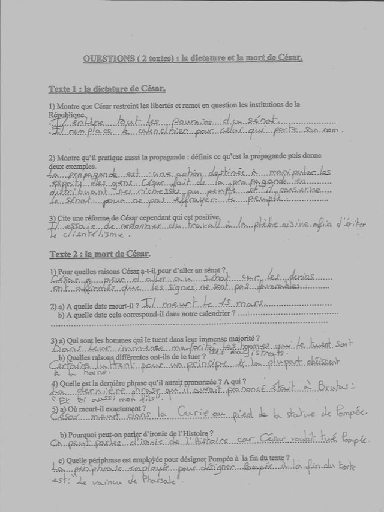 Questions Sur La Mort de César | PDF