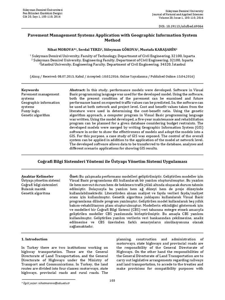 Pavement Management Systems Application With Geogr | PDF | Geographic ...