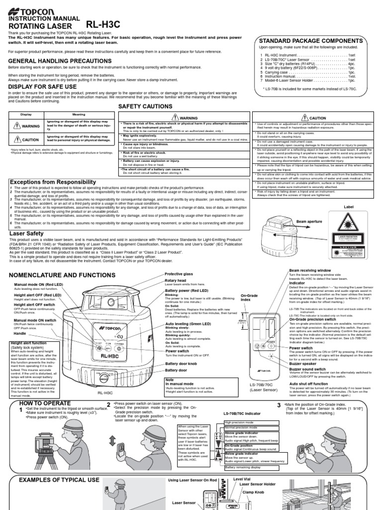Topcon RL H3C (E) (3c) | PDF | Switch | Laser