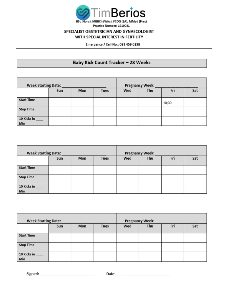 Baby Kick Count Tracker for Pregnancy | PDF