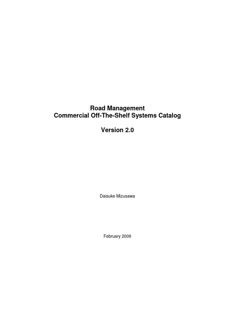 Road Management Commercial Off-The-Shelf Systems Catalog v2009 | PDF ...