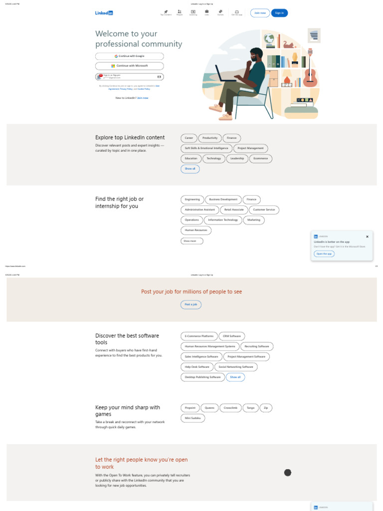 LinkedIn Login and Signup Guide | PDF | Linked In | Mobile App
