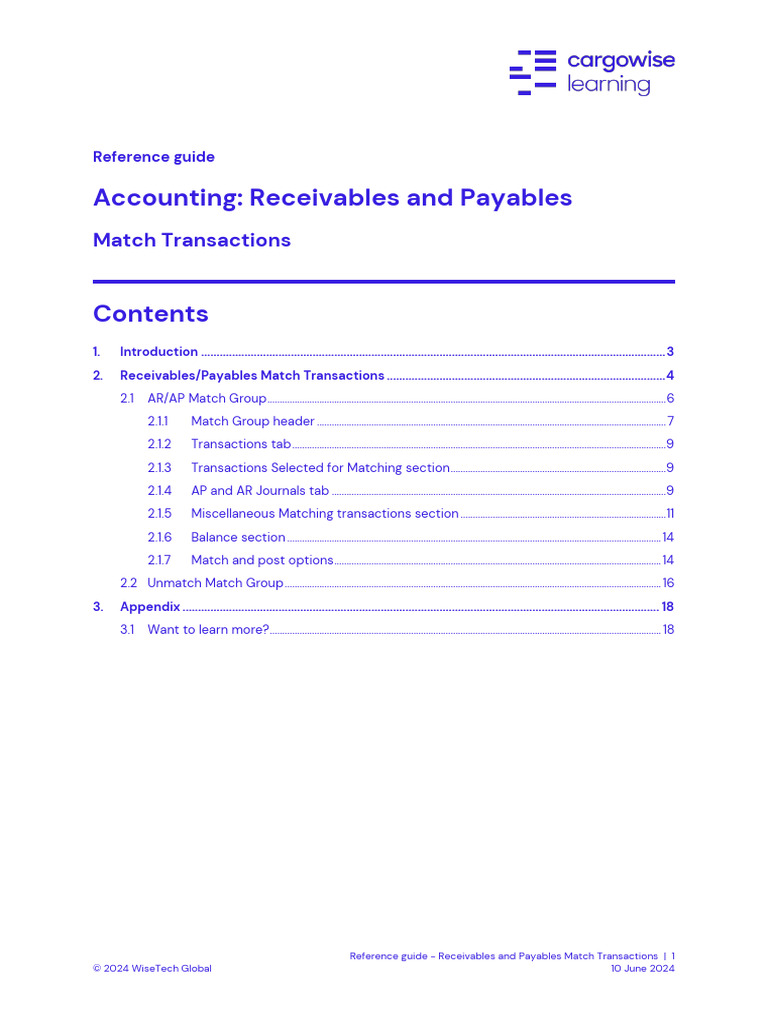 1ACC - REF Accounting Receivables and Payables - Match Transactions ...