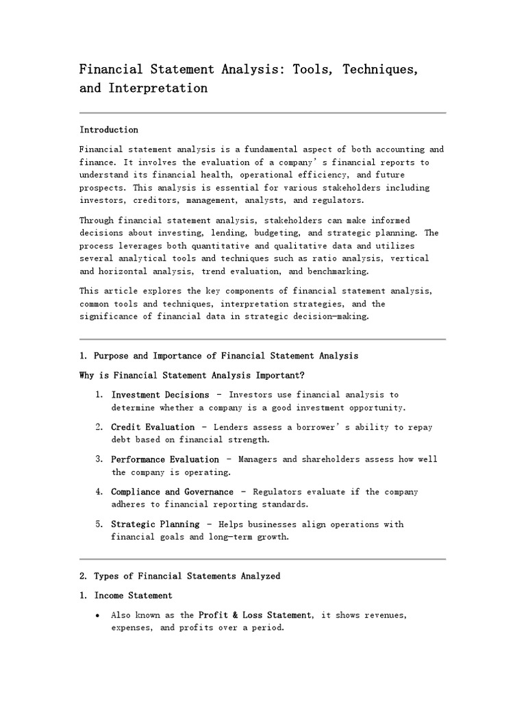Financial Statement Analysis | PDF | Financial Statement Analysis ...