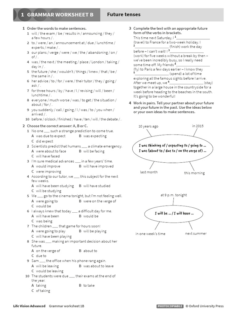 Future Tenses Grammar Exercises | PDF | Linguistic Morphology ...