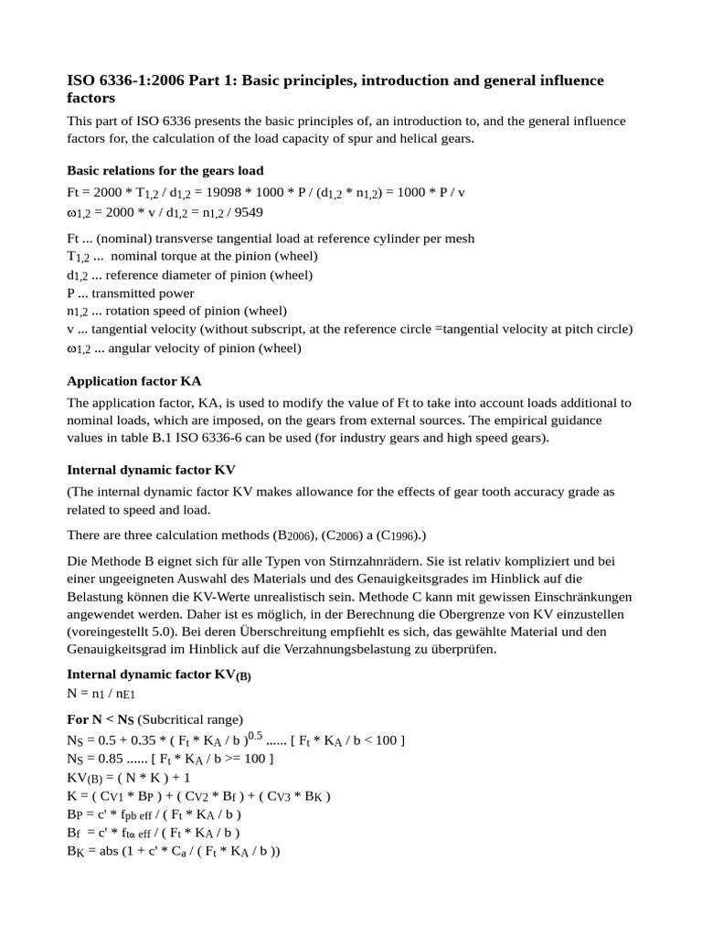 ISO 6336 Basics Pt1,2,3 | PDF | Gear | Strength Of Materials