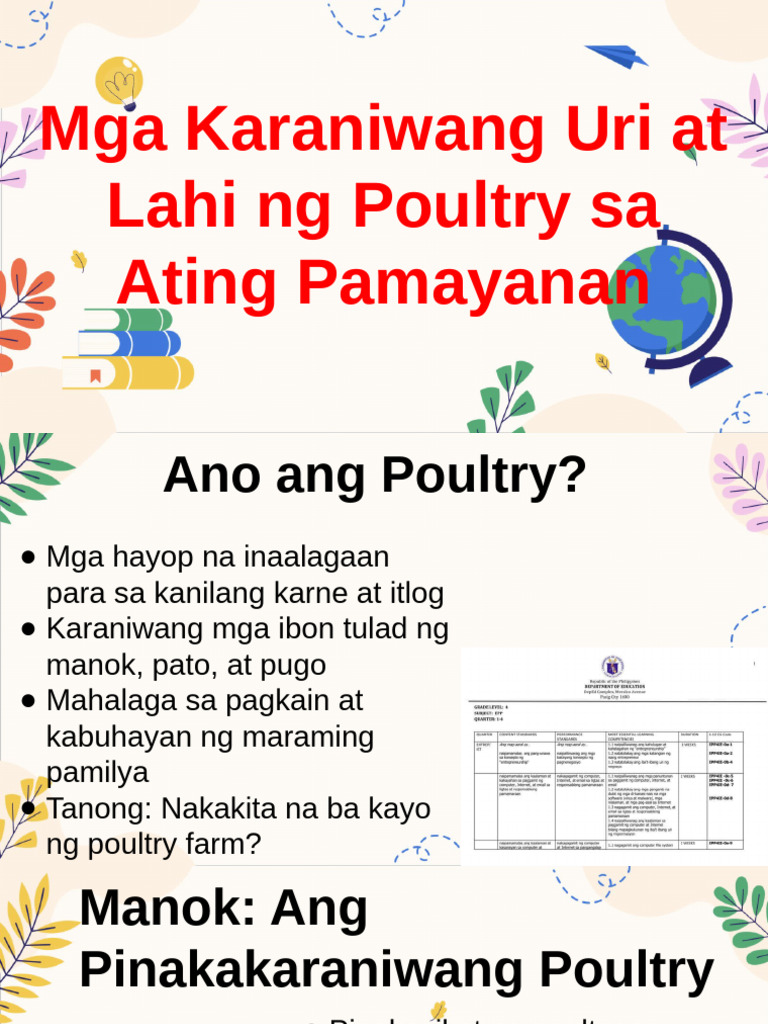 EPP5 Q2 6 Natatalakay Ang Mga Karaniwang Uri at Lahi NG Poultry Animals ...