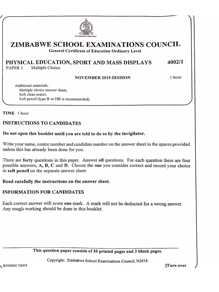 PESMD Paper 1 2019-1 | PDF