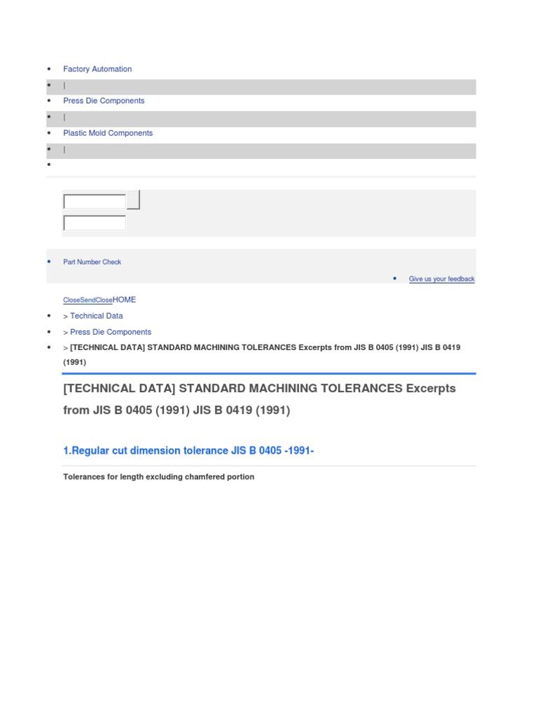 Standard Machining Tolerance JIS B 0405 | PDF | Engineering Tolerance ...