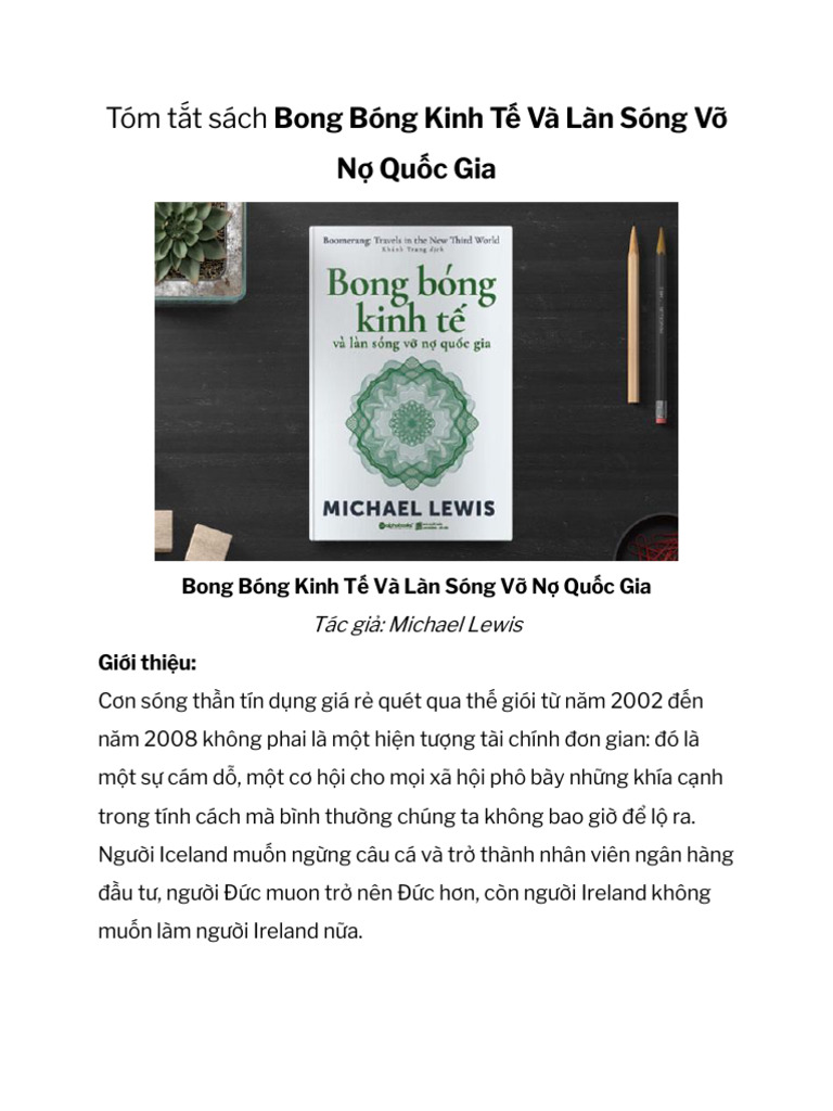 Bong Bong Kinh Te Va Lan Song Vo No Quoc Gia Michael Lewis PDF | PDF