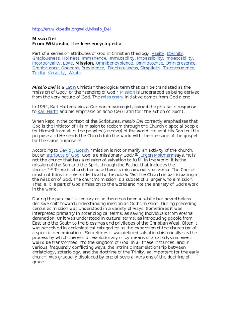 Missio Dei - Definición Wikipedia | Conceptions Of God | Christian ...