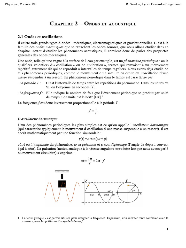 Ondes Mécaniques et Acoustique | PDF | Vagues | Son