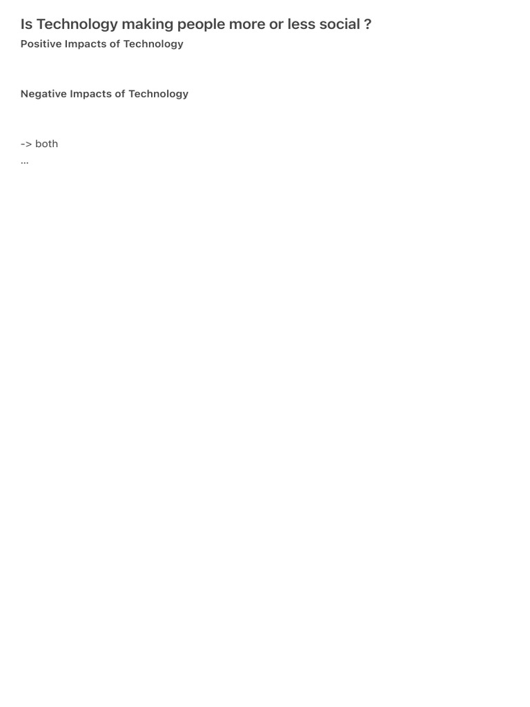 Is Technology Making People More or Less Social | PDF