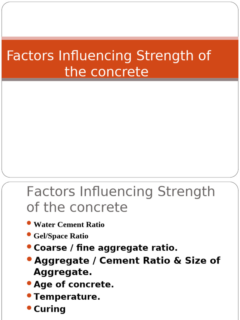Factor Influencing Strength of Concrete | PDF | Concrete | Cement