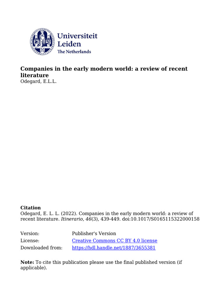 1887 - 3655381-Companies in The Early Modern World - A Review of Recent ...