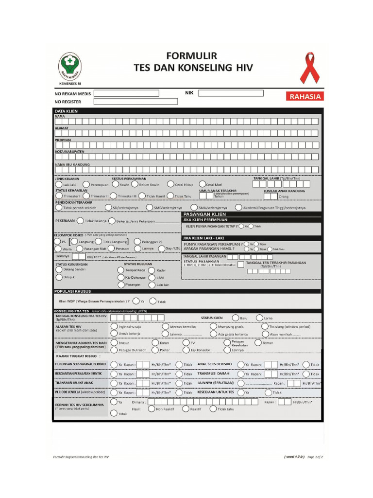 Formulir Tes Dan Konseling Hiv | PDF