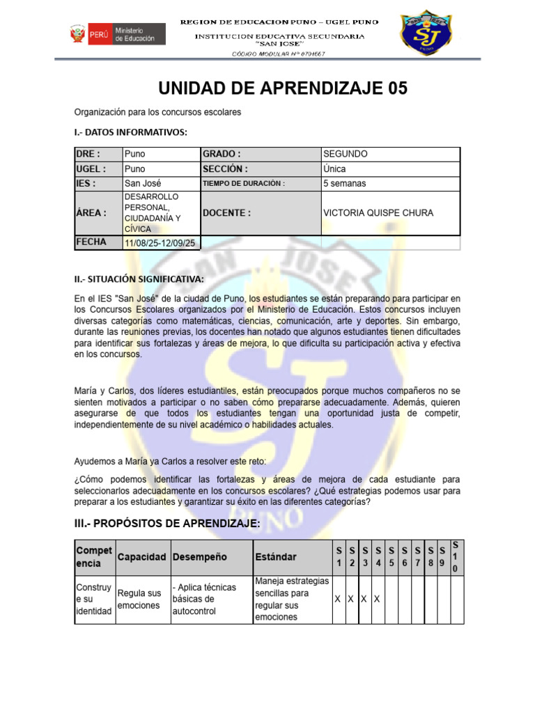 Uda N°5 | PDF | Plan de estudios | Las emociones