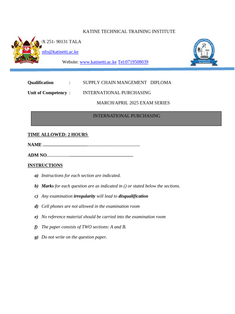International Purchasing Exam | PDF