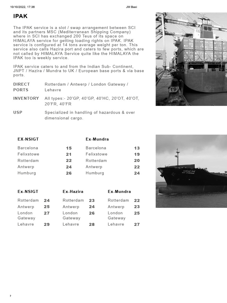 IPAK Service: Container Movement Details | PDF