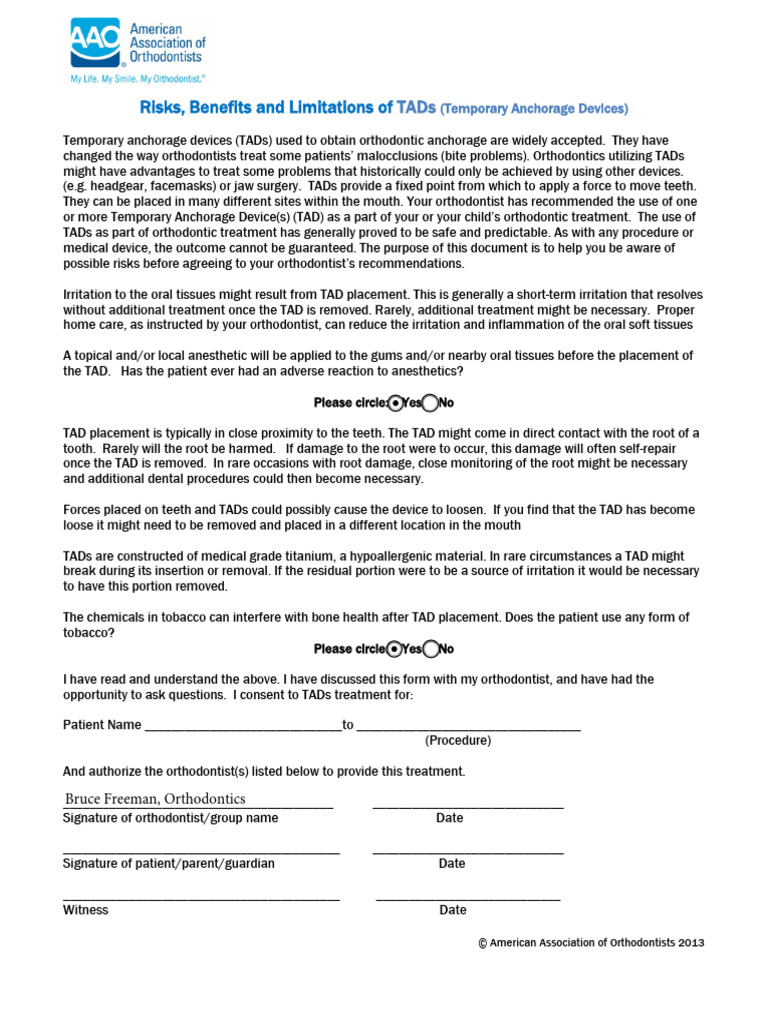 Informed Consent Form Updated | PDF | Orthodontics | Dentistry