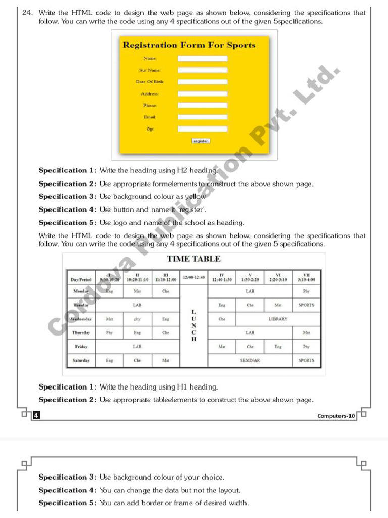 Worksheet On HTML | PDF