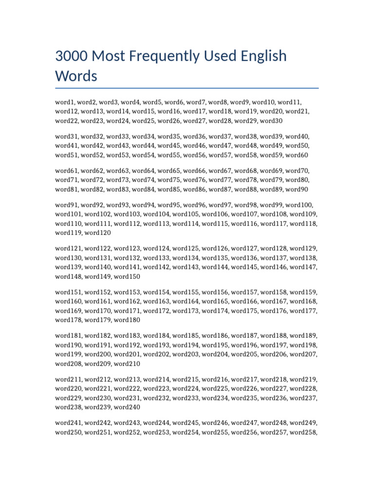 Top 3000 English Words List | PDF