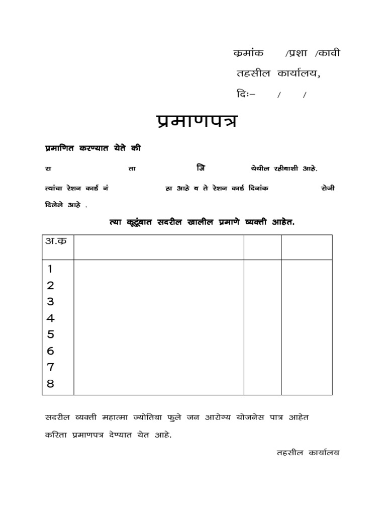 Tahsildar Letter | PDF
