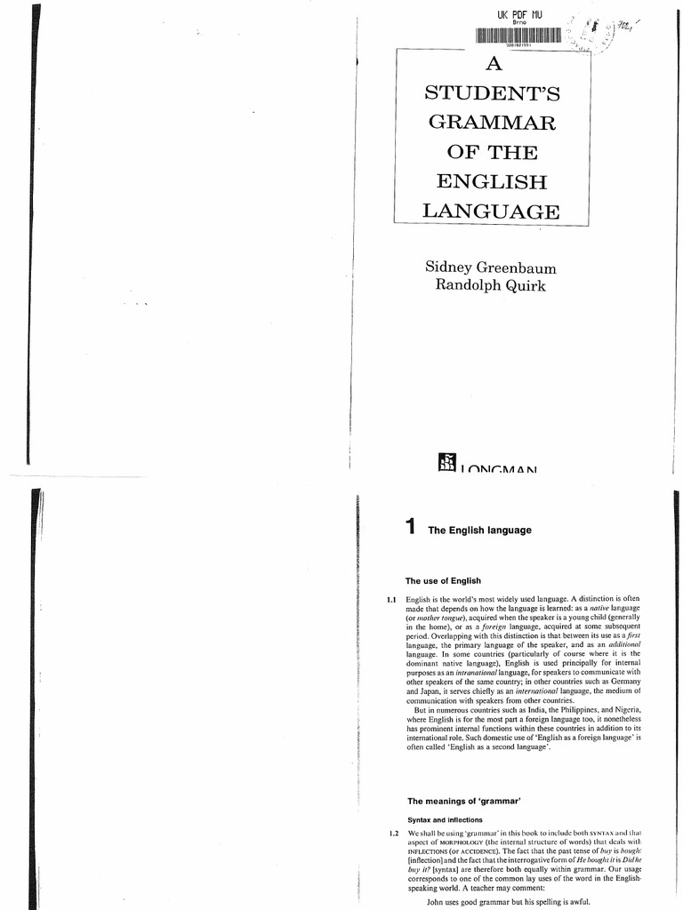 A Student S Grammar of The English Language Sydney Greenbaum Randolph ...