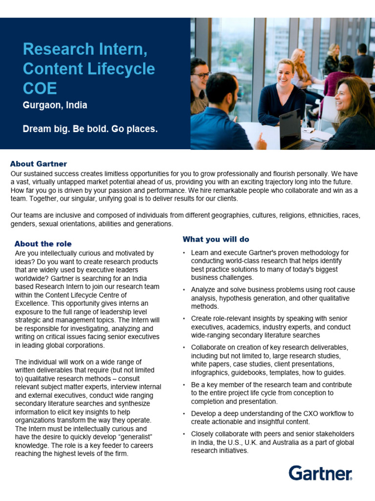 Research Intern Role at Gartner, India | PDF | Mentorship | Cognition