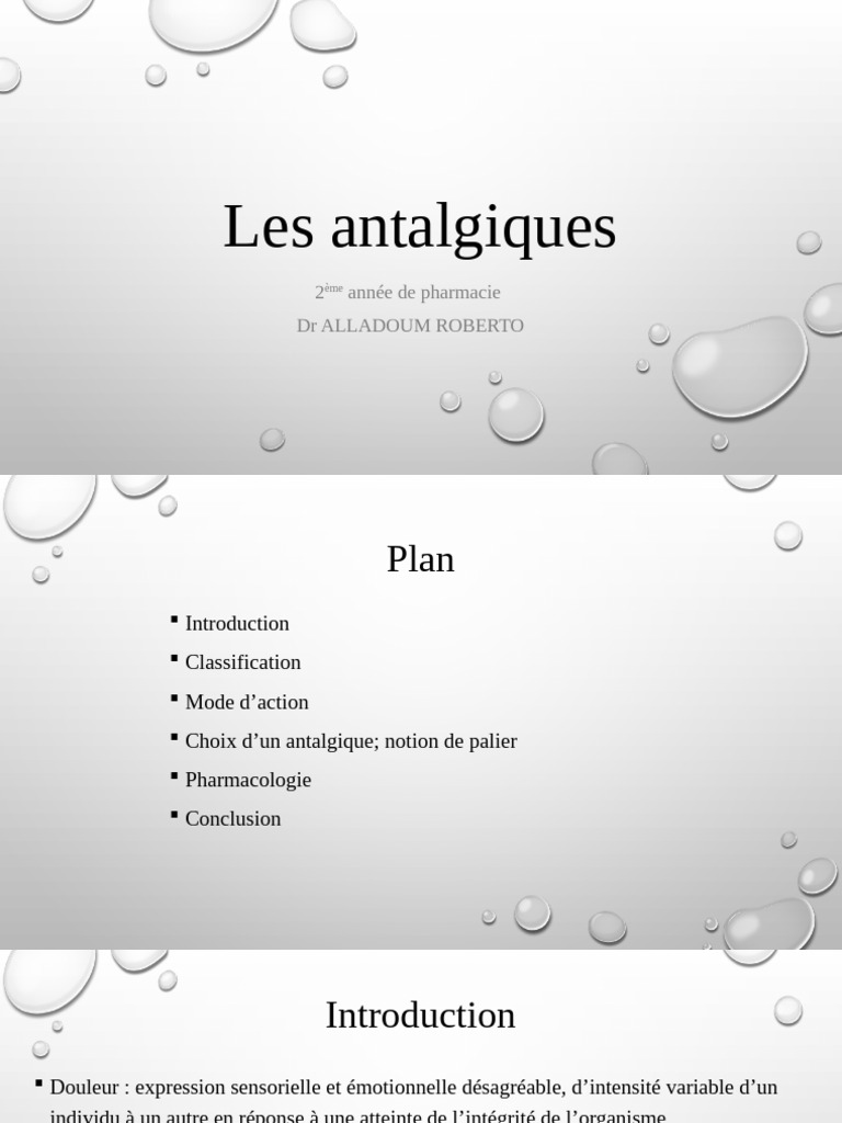 Les Antalgiques1 | PDF | Antalgique | Douleur