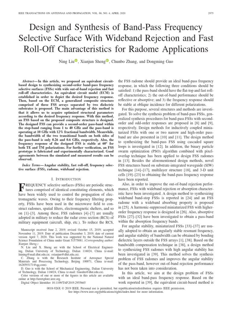 Band-Pass Frequency Selective Surface Design | PDF | Electrical ...