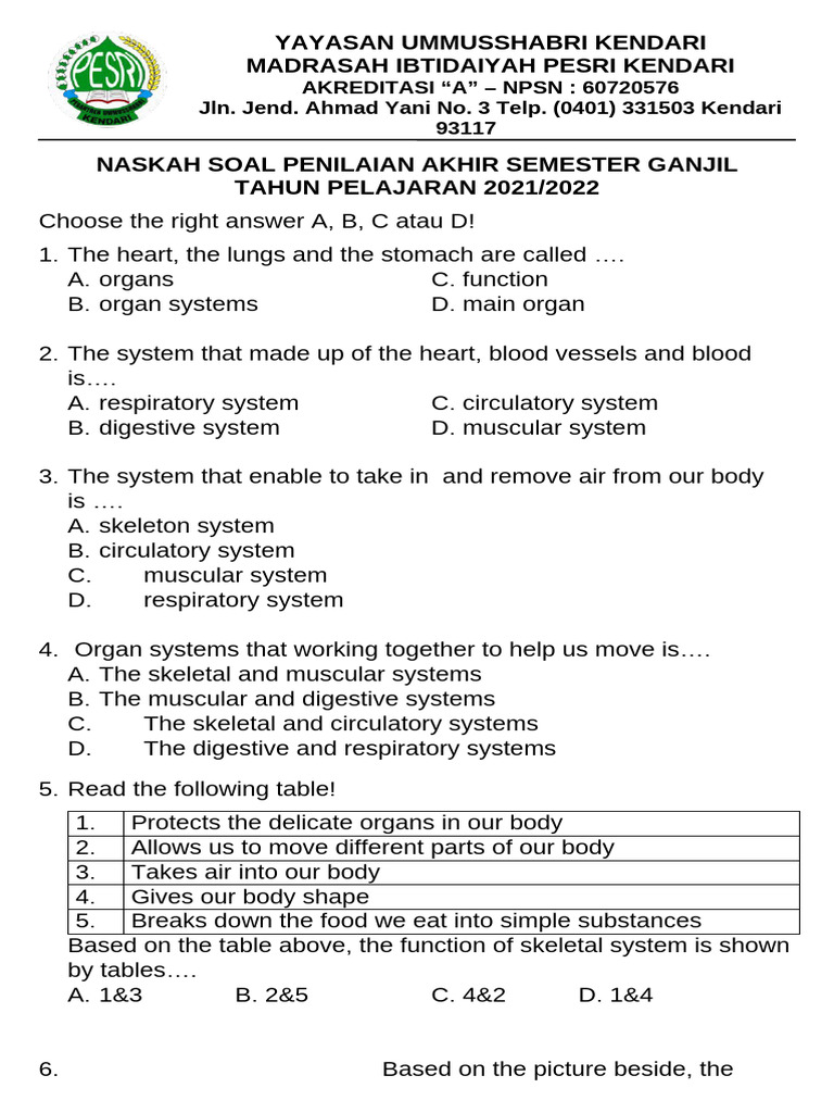 Semester Exam Questions for Science 2021/2022 | PDF | Weather | Trees