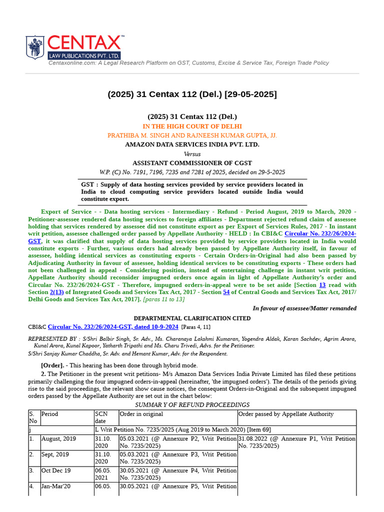 2025 07 16T00 00 Case Law 2025 31 Centax 112 Del 29 05 2025 | PDF ...