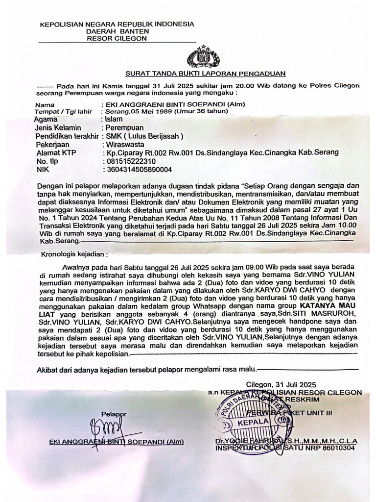 Surat Tanda Bukti Laporan | PDF