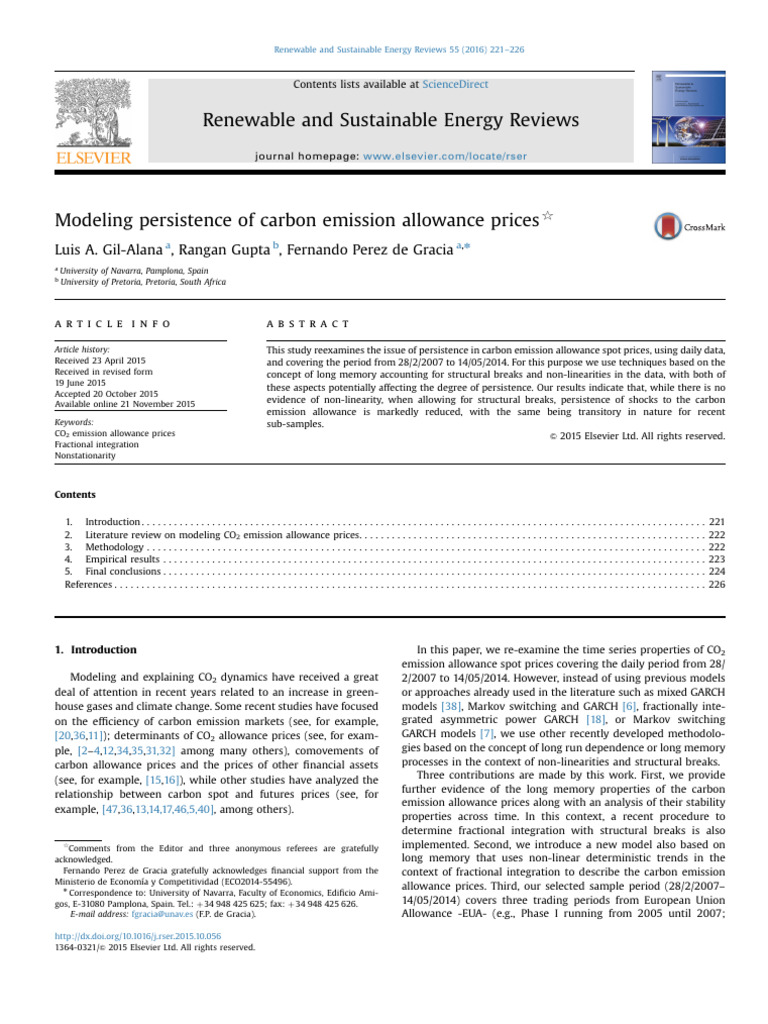Modeling Persistence of Carbon Emission Allowance Prices | PDF | Kyoto ...
