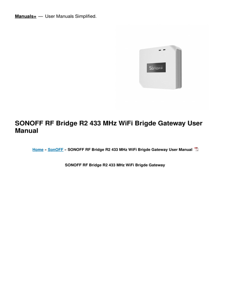SonOFF RF Bridge R2 User Manual | PDF | Wi Fi | Electromagnetic ...