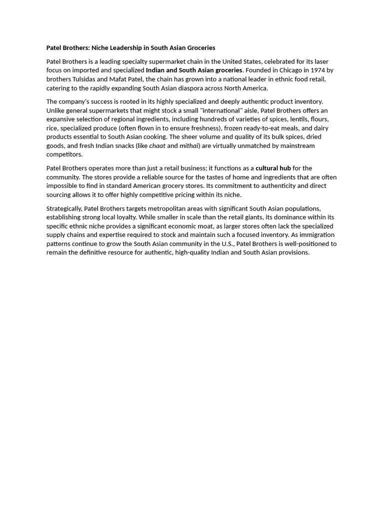 Patel Brothers | PDF