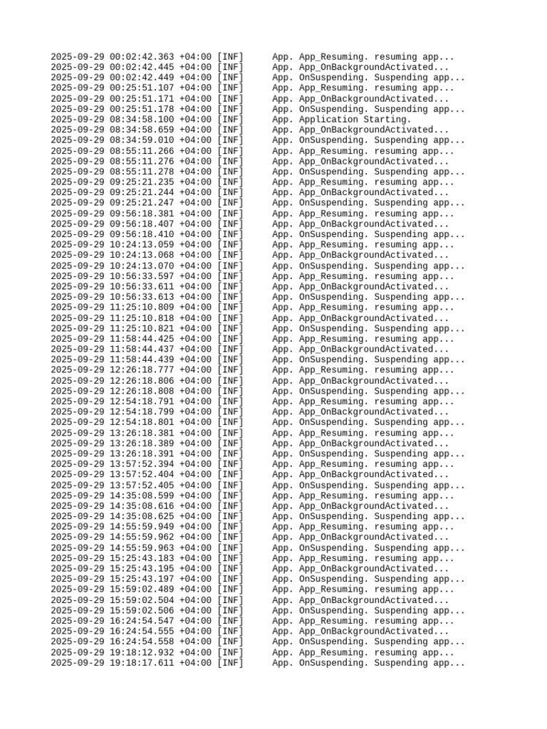 GCC Log: App Resuming and Suspending | PDF