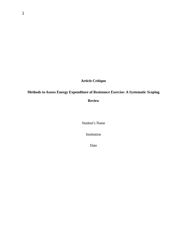 Assignment ID 3651507 Article Review | PDF | Strength Training ...
