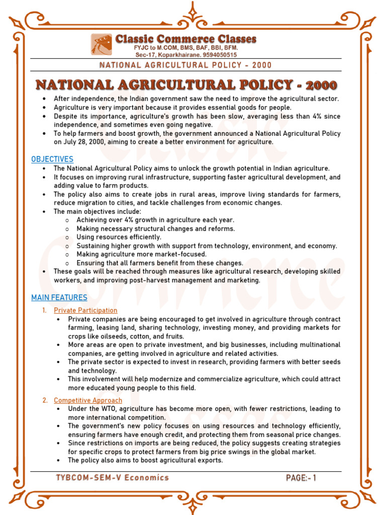 5-National Agricultural Policy - 2000 | PDF | Agriculture ...