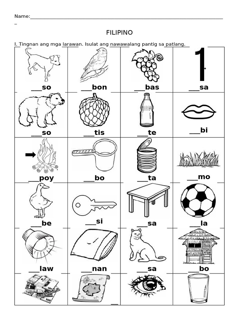Nawawalang Pantig Worksheet | PDF