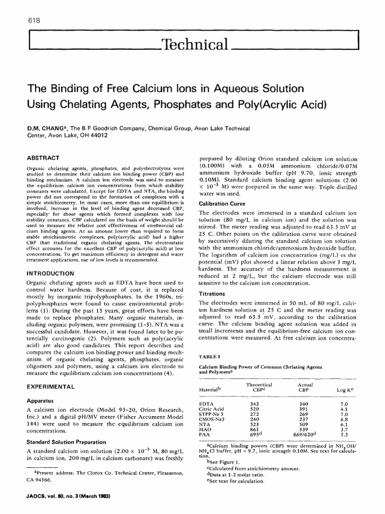 Calcium Ion Binding with Chelating Agents | PDF | Acid | Chemistry