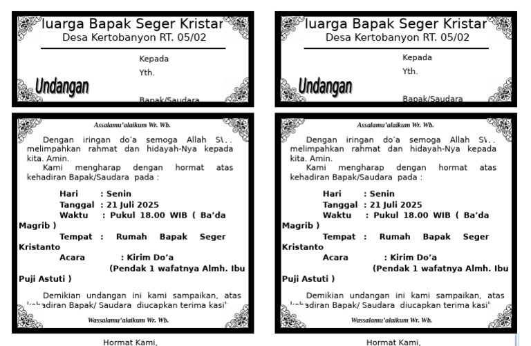 Undangan Genduri 2 | PDF