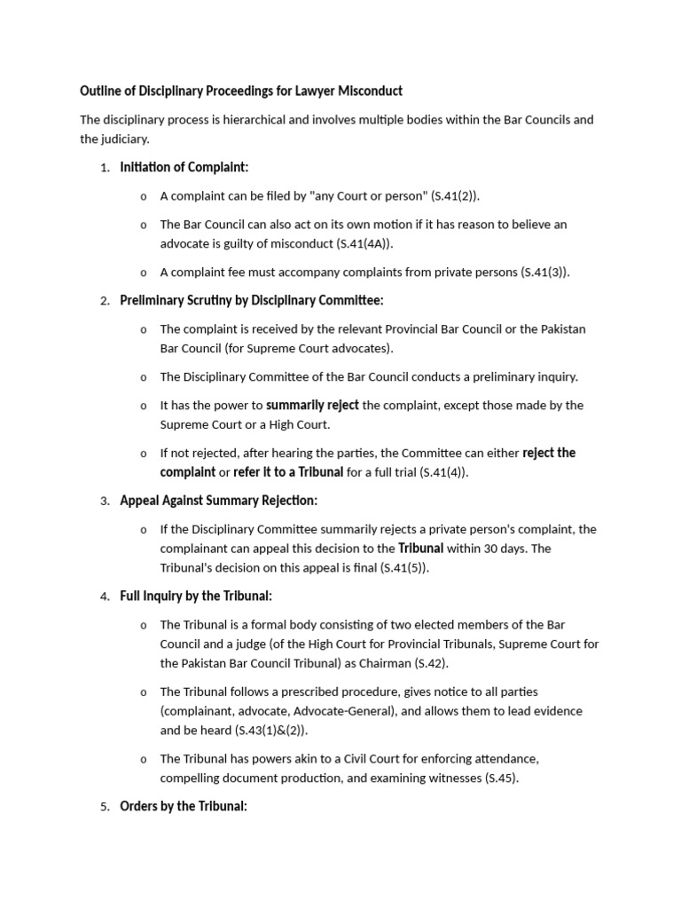 Disciplinary Process for Lawyer Misconduct | PDF | Tribunal | Complaint