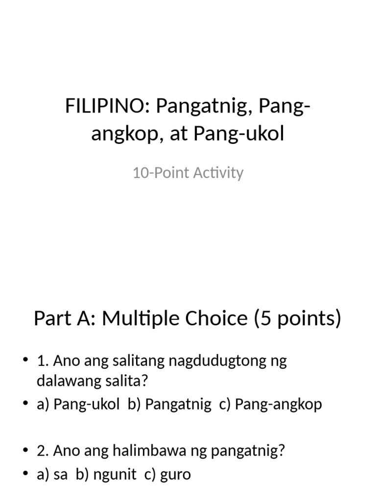 FILIPINO 10pts Activity | PDF