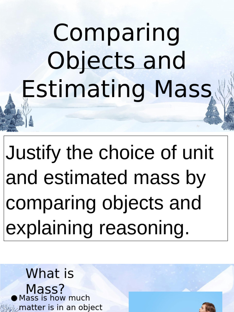 Comparing Objects and Estimating Mass | PDF | Mass | Weight