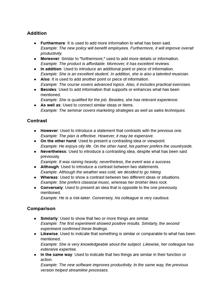 Linking Words For Speaking and Writing | PDF