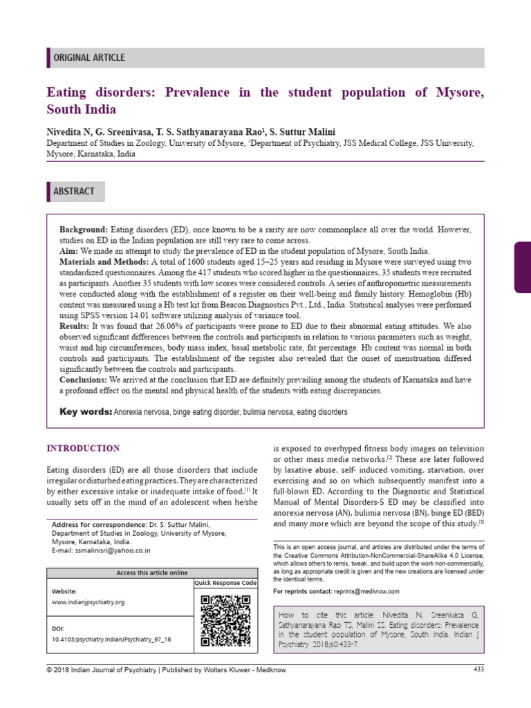 Eating Disorders Prevalence in The Student.9 | PDF | Eating Disorder ...