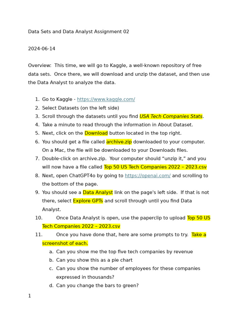 Data Sets and Data Analyst Assignment 02 | PDF