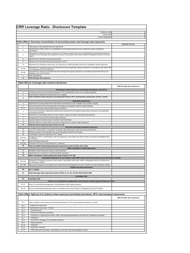 Annex 1 - ITS On Disclosure For The LR Templates | PDF | Leverage ...